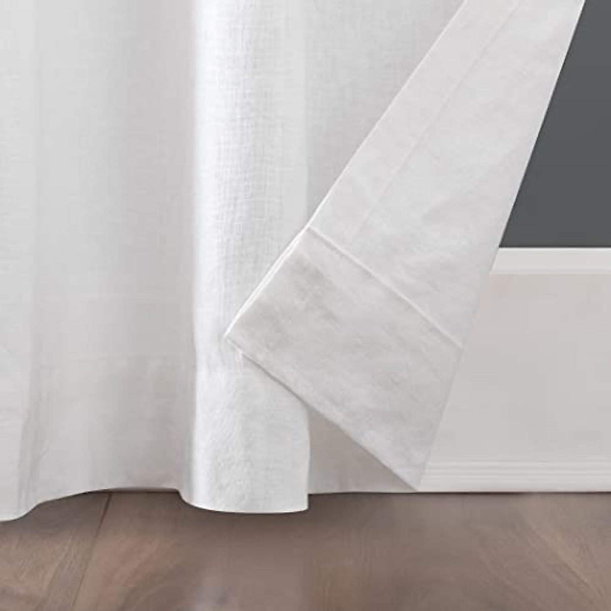 Archaeo Linen Cotton Blend Tab Top Curtain, 50" x 84", White