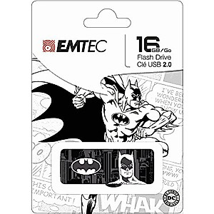 Emtec Black & White 16GB USB 2.0 SuperHero Flash Drive (ECMMD16GM700SP03)(Design may vary - Super Man, Batman, Wonder Women)