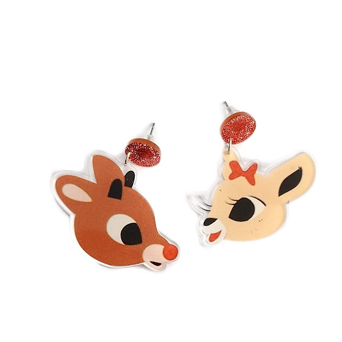 Cute Acrylic Christmas Santa Claus Drop Dangle Earrings Xmas Tree Rainbow for Women Holiday Festival Lightweight Decoration Party Jewelry-D