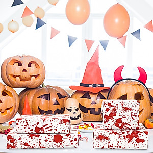 JarThenaAMCS Halloween Wrapping Paper -Mini Roll- 17in x 32.8Ft Bloody Handprint Gift Wrap Paper for Trick or Treat Birthday Party Wrapping Supplies