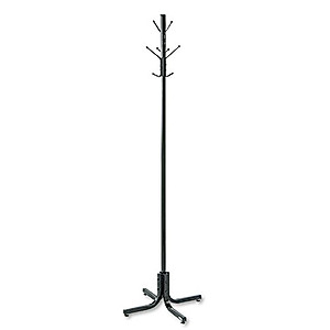 Safco Products 4163BL Costumer Coat Rack Tree, 4 Double Hooks, Black