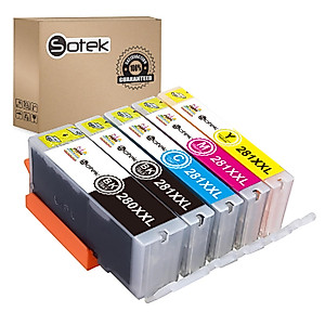 Sotek 280XL 281XL 280 281 C A K E Ink Cartridges, Work with PIXMA TR7520 TR8520 TR8620 TS6120 TS6220 TS8120 TS8220 TS9120 TS9520 TS9521C TS702 Printer 5 Color Without Photo Blue