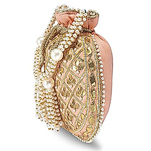 Aheli Indian Potli Bags for Women Evening Bag Clutch Ethnic Bride Purse with Drawstring (P09PCH)