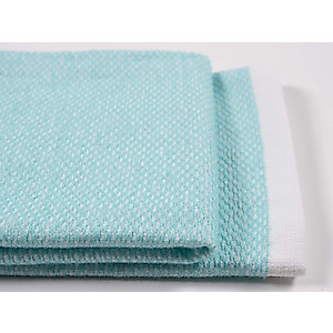 Reversible Terry Web Kitchen Towels | Set of 6 18 x 28 Inch Absorbent, Durable, Beautiful, and Luxuriously Soft Kitchen Towels | Perfect for Kitchen Spills, Cleaning, and Drying Your Hands - Aqua