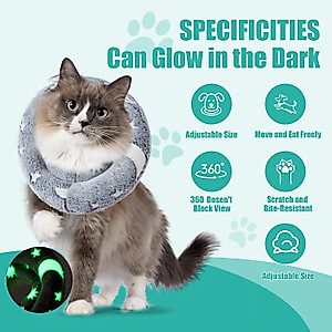 HOMBYS Soft Dog Cone for Dogs and Cats, Glow in The Dark Design Claming Dog, Adjustable Dog Collar Alternative After Surgery, Protective Elizabethan Collar for Dogs Recovery and Stop Licking,L