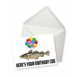 PICTURE THIS PRINTS Birthday Cod Funny Birthday Card - Fishing Birthday Card, Fish Birthday Card, Cod Fish, Pun Cards with Envelope, Birthday Card for Fisherman - Greeting Card (5x7”)