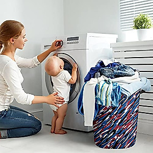 USA Patriotic Camouflage Large Laundry Basket Hamper Bag Washing with Handles for College Dorm Portable