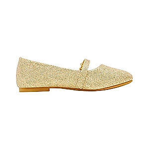 DREAM PAIRS Girls KFA220 Mary Jane Ballet Flat Dress Shoes Gold Size 2 Little Kid