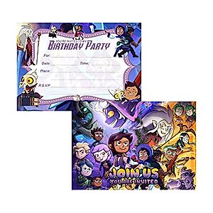 BOYKIM 16pcs The Owl House Birthday Invitations Cards, The Owl House Birthday Party Supplies for Kids Party Decorations
