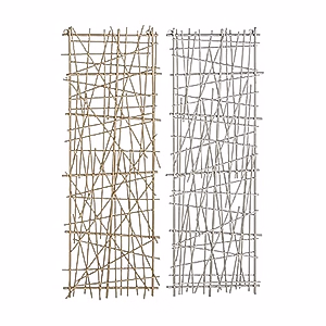 CosmoLiving by Cosmopolitan Metal Geometric Overlapping Lines Wall Decor, Set of 2 13"W, 36"H, Multi Colored