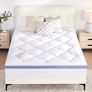 BDEUS Twin Mattress Topper, 1450 GSM Extra Thick Mattress Pad Cover Cloud for Body Pain Relief, 3D+7D Snow Down Alternative Bed Topper, Plush Pillow Top with 8-21 Inch Deep Pocket-39 x75 White