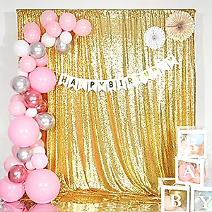 Dominiburl Sequin Backdrop Backdrop Non See Through Gold Backdrop for Party Wedding Birthday Party Decorations (4x8 Inch, Gold)