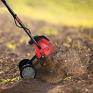 Happytools 10 Amp Electric Tiller, Corded Rototiller Tool w/ Foldable Handle & 4 Tines, 14-Inch Tilling Width, Lightweight Garden Cultivator for Lawn Digging Soil