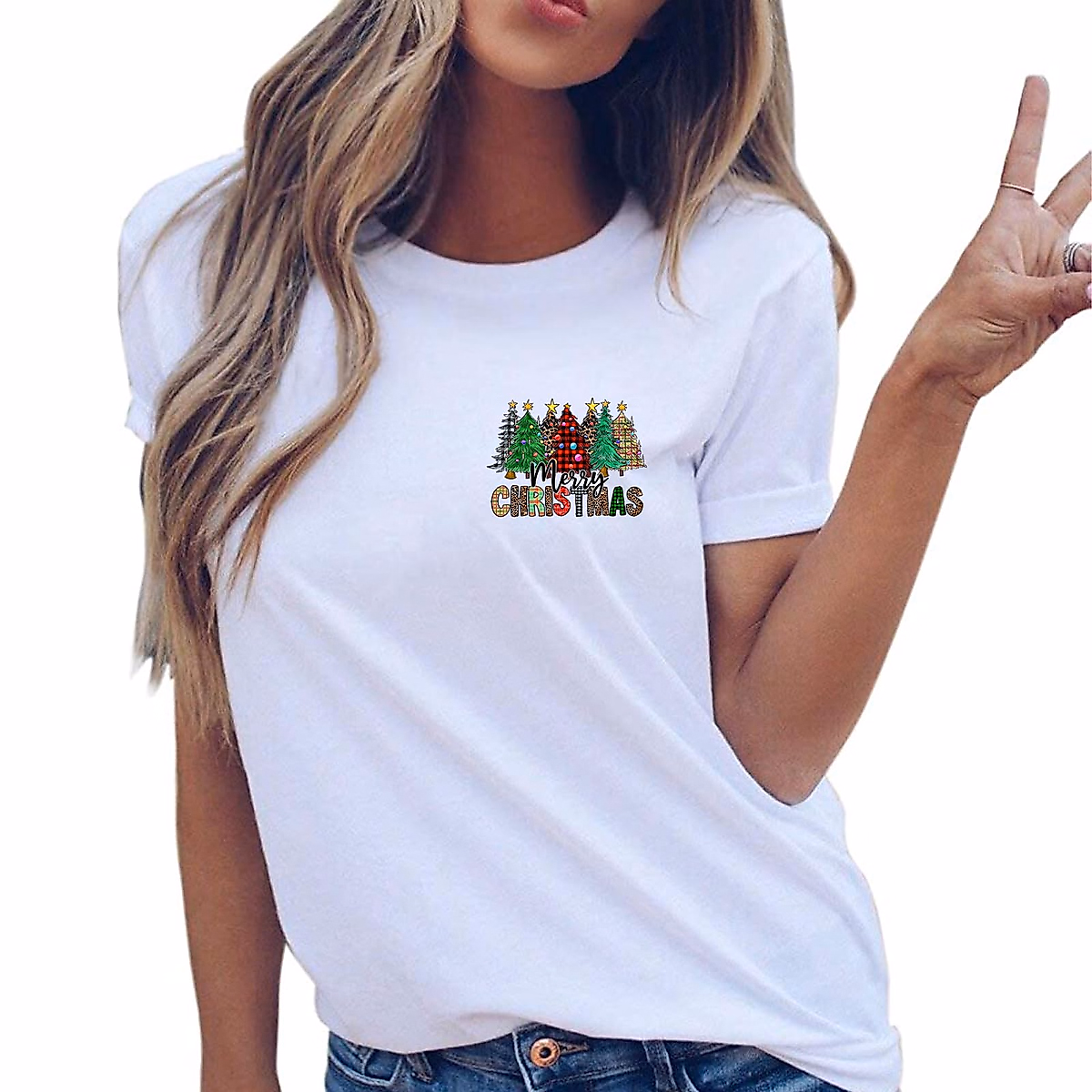 TZSANXMY Merry Christmas Iron On Decals Christmas Tree Santa Claus Iron On Transfer Heat Transfers Patches for Clothing Washable Xmas Heat Press Sticker 9pcs Small Size