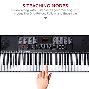 Best Choice Products 61-Key Electronic Keyboard Piano Portable Electric Keyboard Complete Beginner Keyboard Set w/LED Screen, Power Adapter, Stand, Bench, Headphones, Microphone