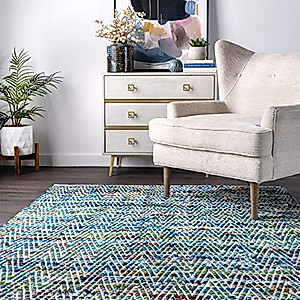 nuLOOM Rochell Hand Woven Chevron Runner Rug, 2' 6" x 8', Green
