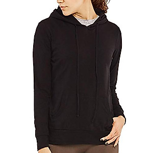 Sofra Women's Thin Cotton Pullover Hoodie Sweater (L, Black)