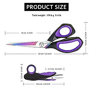 Asdirne Professional Fabric Scissors Set, Titanium Coating Sewing Scissors, Ultra-Sharp Blade Tailor Scissors, Ergonomic Rubber Handle, Great for Craft, Sewing and Daily Use, 9.4"/5”, Set of 2