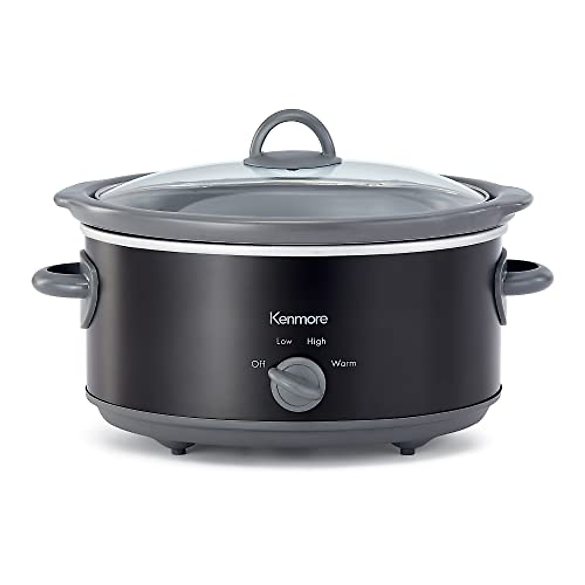 Kenmore 5 Quart Slow Cooker, Black and Grey, Compact Countertop Cooking, Warm, Braise, Simmer, Sous Vide, Stew, Soup, Curry, Chili, Fondue, Yogurt