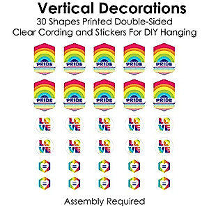 Big Dot of Happiness Love is Love - Gay Pride - LGBTQ Rainbow Party DIY Dangler Backdrop - Hanging Vertical Decorations - 30 Pieces