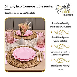 Sophistiplate Eco-Friendly Compostable Dinner Plates - Made of Bamboo Wood Fiber, and Sugarcane- Biodegradable and Disposable Party Plates- Sturdy & Heavy Duty - Pack of 16