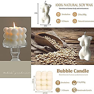 2 Pieces Bubble Candle - Cube Soy Wax Candles,Female Body Shaped Candle, Hand Poured Scented Candle, Cute Wax Candles Home Decor and Gifting (Creamy White )