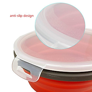 CARTINTS Red Collapsible Food Storage Bowls Silicone Travel Bowls with Leakproof Lids, Microwave and Freezer Safe, Set of 4