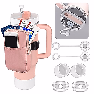 8PCS Water Bottle Pouch for Stanley Cup Fanny Pack Accessories Spill Leak Proof Stopper Set for Stanley 2.0 40oz/30oz,Gym Accessories for Women Tumbler Accessories Running Water Bottle Handheld Caddy