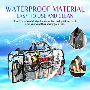 Kemier Clear Travel Makeup Bag with 6 External Pockets,Cosmetic Organizer Case with Shoulder Strap,Large