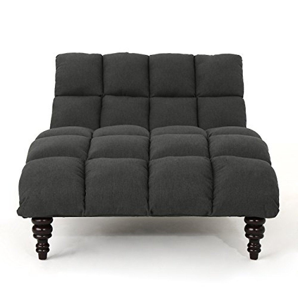 Christopher Knight Home Kaniel Traditional Tufted Fabric Double Chaise, Dark Grey / Dark Espresso