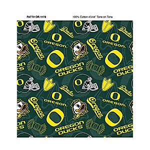 University of Oregon Cotton Fabric with New Tone ON Tone Design Newest Pattern