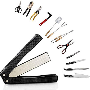 RAXMIN 5" Diamond Pocket Sharpener Folding Knife Garden Tools Sharpening 400/600 Grit Double Sided