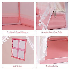 SOHAPY Play Tent Playhouse for Kids Princess Castle Tent Gift Toys for Girl Play House with Lights and Flags for Toddler Children Indoor & Outdoor(51"x 39"x 47") (Pink)