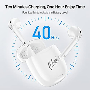 Cotogni Wireless Earbuds, Wireless Earphones Bluetooth 5.3 with Charging Case,Noise Cancelling Wireless Earbuds 40H Playtime, Mini Bluetooth Earbuds IPX6 Waterproof Earbuds for Running Gym (White)