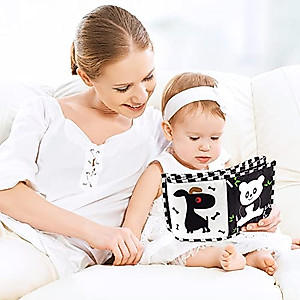 SYNARRY Baby Toys, High Contrast Baby Book for Newborn Toys 0-3 Months Baby Cloth Books 0-6 Months Black and White Books for Babies Tummy Time Toys for Babies 0-6 Months