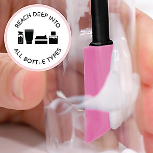 S&T INC. Makeup Spatula, Large and Mini Silicone Spatula Set for Cosmetics, Shampoo, Hair Care, and Skin Care Products, 2 Piece Set, Black/Pink