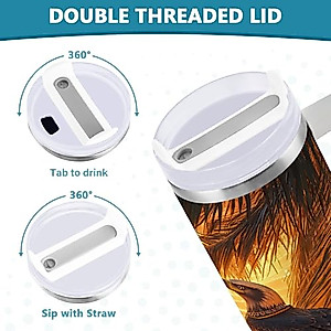 Slewiaeky Tumbler with Handle 40 oz America Hawk Bird Cicada Travel Mug with Lid and Straw Stainless Steel Vacuum Insulated Water Bottle Cup for Iced Tea Coffee Cold Beverages Cup Holder Friendly