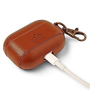 Dreem Om Vegan Leather AirPods Pro Case Cover with Keychain Clip for Women and Men/Apple 1st Generation, One Piece Hard Shell, Protective, Luxury, Funda para Airpods - Caramel
