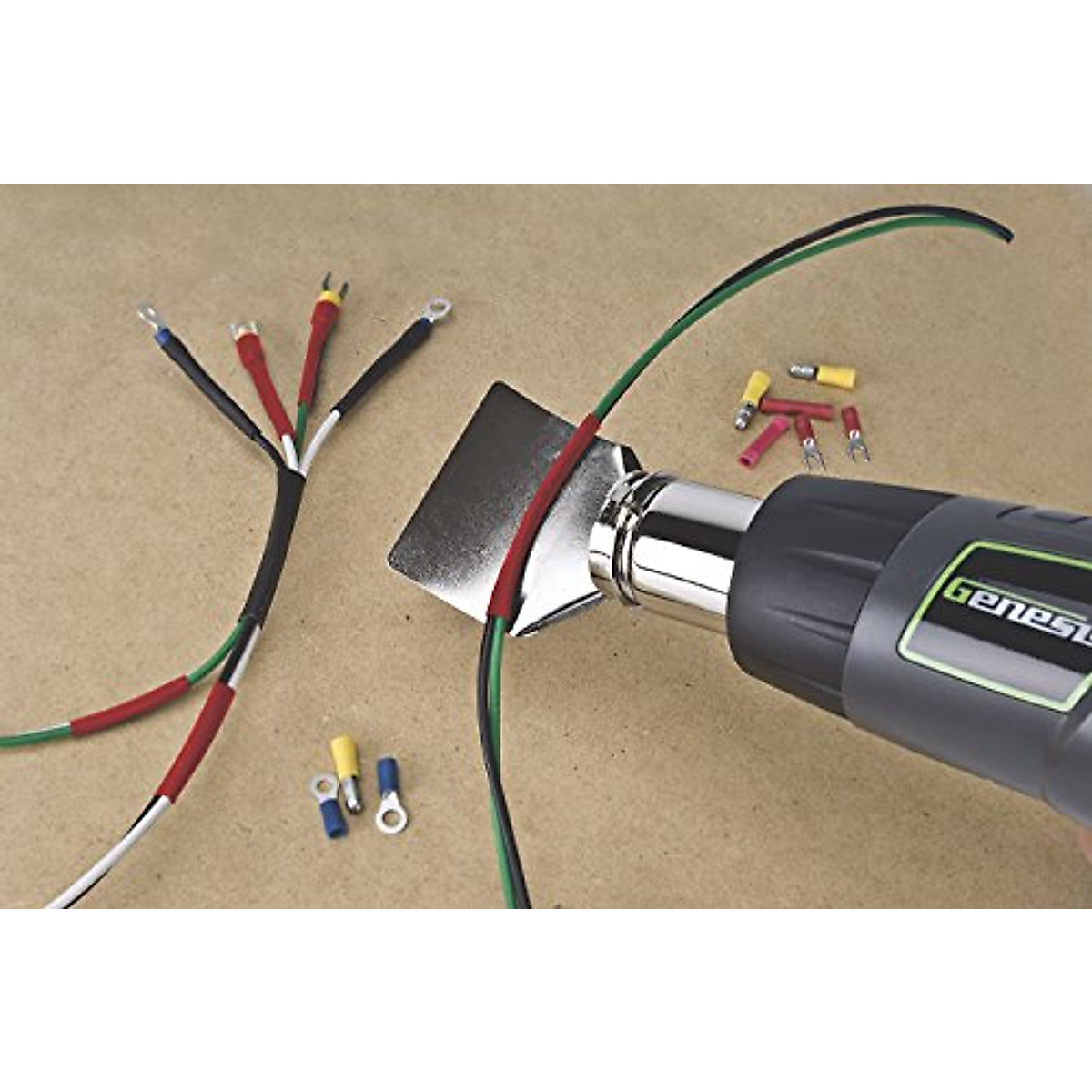 Genesis GHG1500A Dual Temperature Heat Gun Kit With Fast Heat High And Low Settings 572F/1000F, Air Reduction Nozzle, Reflector Nozzle, And Two Deflector Nozzles with 2 Year Warranty