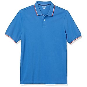 Amazon Essentials Men's Regular-Fit Cotton Pique Polo Shirt (Available in Big & Tall), Blue Red White Stripe, X-Large