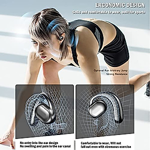 Open Ear Headphones Bone Conduction Earbuds Wireless Bluetooth for Android iPhone, Sport Wireless Earbuds with Earhooks Waterproof Outer Ear Headphones