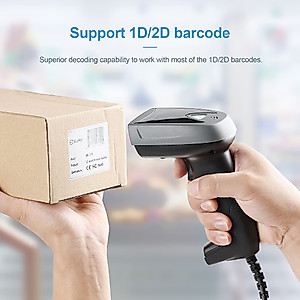 BizPal Wired 1D & 2D Barcode Scanner, Wide-Angle Lens Easy Coverage, Fast Scanning, Ergonomic Handle, Anti-Shock, Suitable for Store, Restaurant, Pharmacy, Clothing Industry, Plug and Play BSC-2000