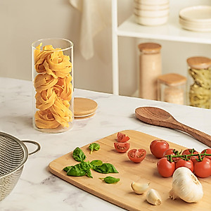 Praknu Glass Food Storage Jars 40oz - Set of 4 Airtight Storage Container with Bamboo Lid - Clear Borosilicate Glass - Dishwasher Safe - Pantry Storage Containers