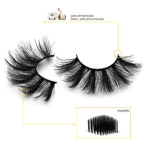 KOUSEI False Eyelashes Cat Eye Fluffy Lashes 10 Pairs Faux Mink Lashes Soft Thick Dramatic Fake Eyelash Handmade Eyelash No Glue