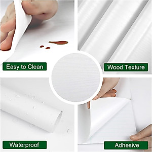 Oxdigi White Wood Contact Paper - 15.7 x 78.7 Inches - Self-Adhesive, Removable and Waterproof - Ideal Peel and Stick Wallpaper for Cabinet, Countertop, Desktop, Rental Property, Kitchen