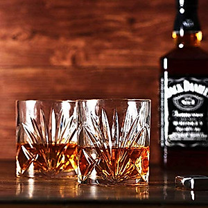 Elegant Crystal Whiskey Glass Set, Double Old Fashioned Scotch Glasses Perfect for Serving Whiskey Bourbon, Mixed Drinks - Set of 6 Cocktail Glasses