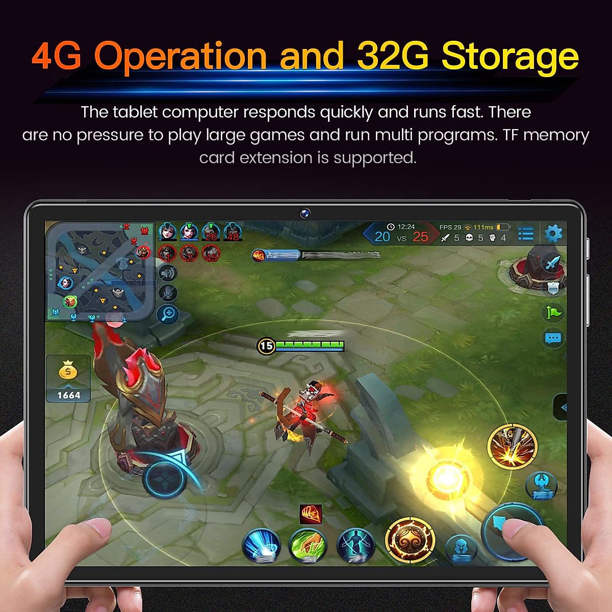 10.1 inch S15 Tablet, 4+32G Full Screen Tablets with Dual SIM Card Slots, Android 8, 1280x800 HD, WiFi, Bluetooth, GPS, 2MP/5MP Camera (Black)