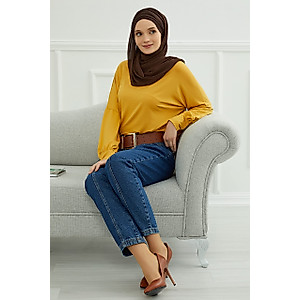 Aisha's Design Pre-tied Cotton Turbans for Women with Chiffon Shawl, Instant Scarf Hijab Stylish Design, Brown - Brown