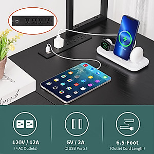 Yoobure L Shaped Desk Gaming Desk with LED Strip & Power Outlet, Reversible L-Shaped Computer Desk with Storage Shelf & Drawer, Corner Desk with Storage Bag, 2 Person Home Office Desk, Black