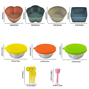 Gpurplebud Bento Box Accessories - 20 Pcs Silicone Lunch Box Dividers, 10PCS Food Picks, 3 x1.7 oz Salad Dressing Container To Go, Lunch Accessories for Bento Box